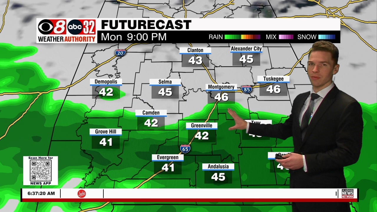 Clouds Increase Monday; Rain Monday Night, Tuesday - WAKA 8