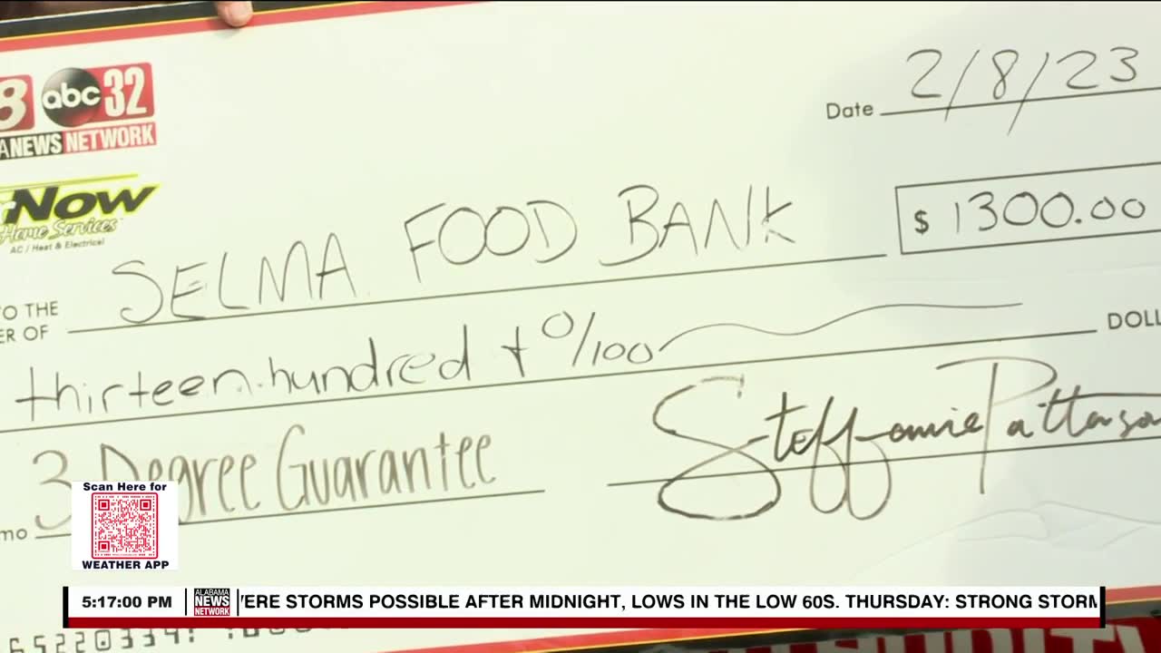 3 Degree Guarantee: Selma Area Food Bank Gets $1,300 Check - WAKA 8