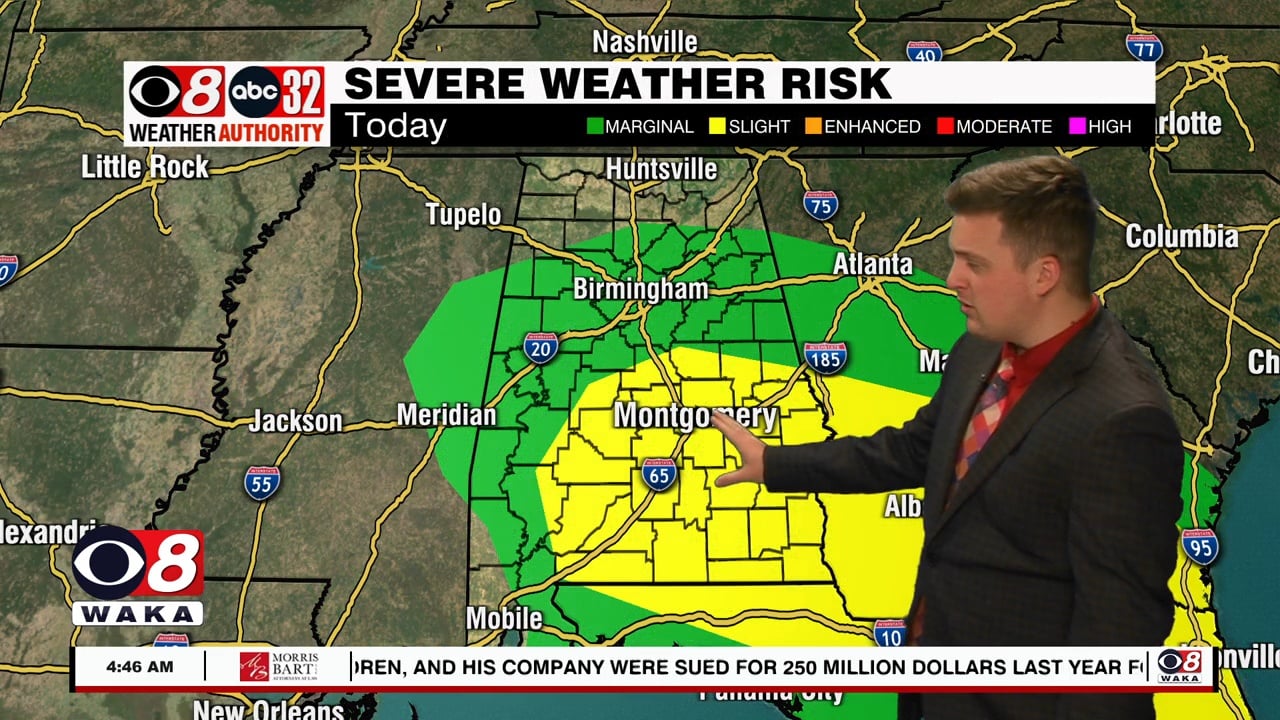 Slight Risk for Severe Storms Today - WAKA 8