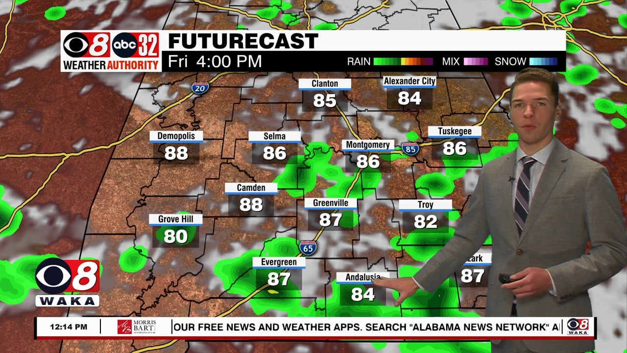 Very Warm, Humid, Scattered Storms Through Friday - WAKA 8