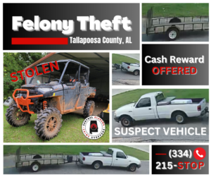 Tallapoosa County Sheriff's Office investigating UTV theft - WAKA 8