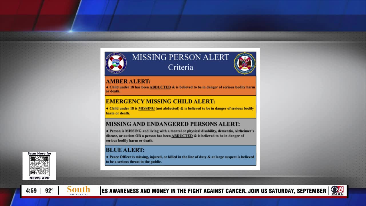 Alabama Missing Person Alerts Extended to Help Save Lives - WAKA 8