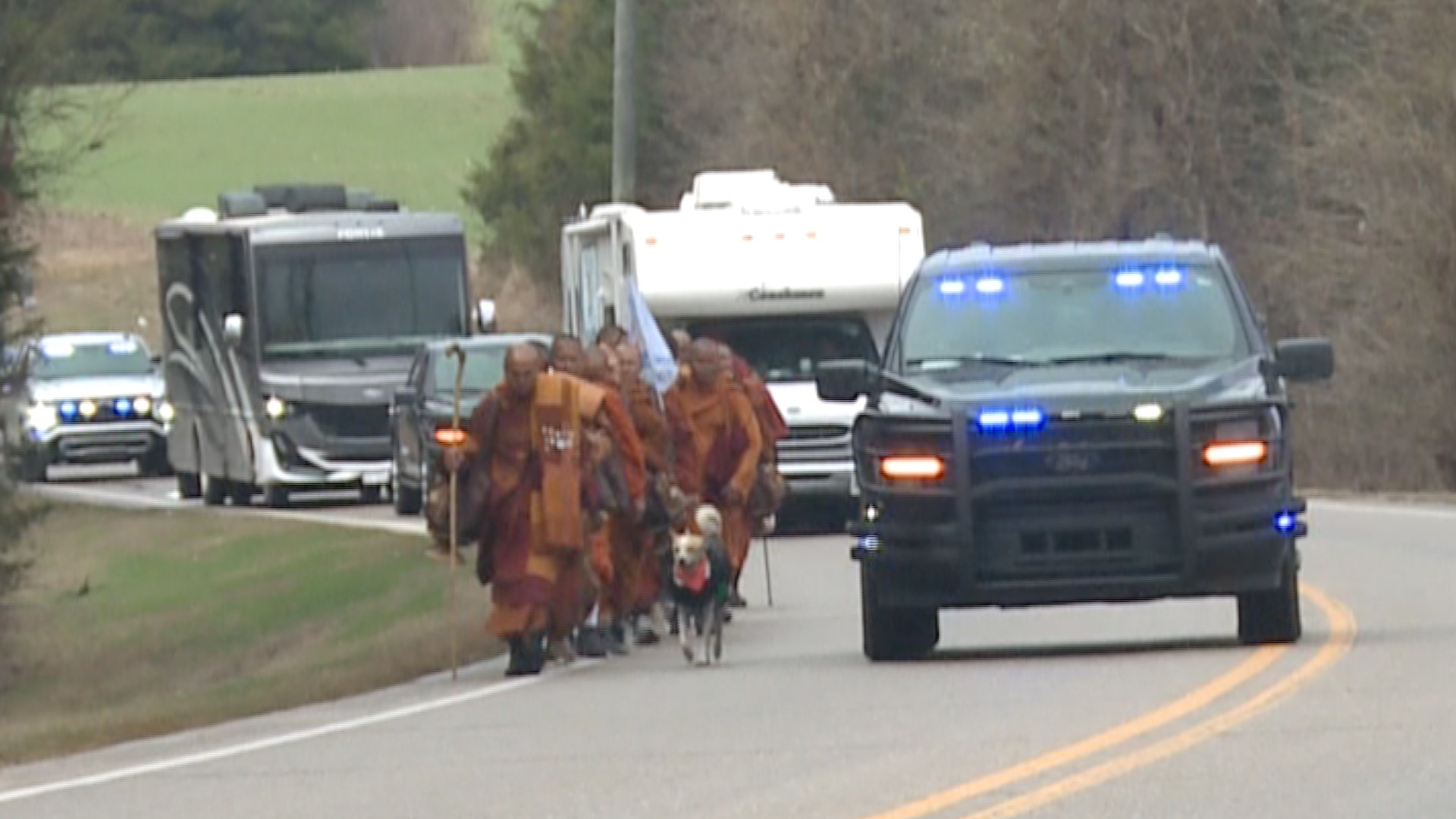 Buddhist monks travel through Uniontown on Walk for Peace - WAKA 8