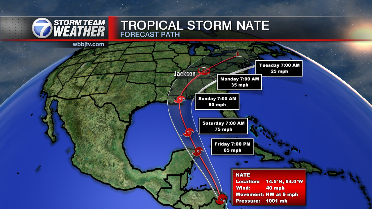Tropical Storm Nate Heading in Our Direction - WBBJ TV