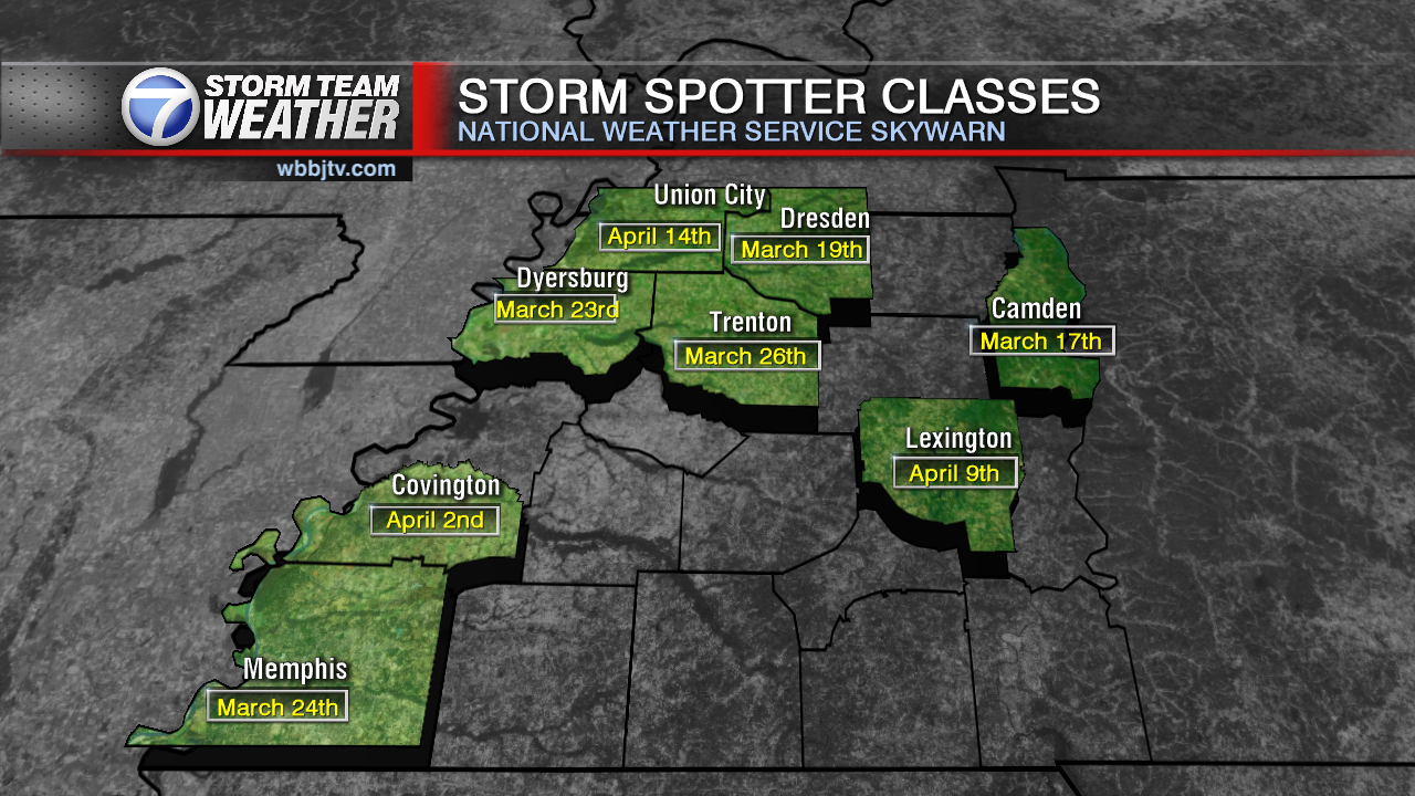 National Weather Service Storm Spotter Schedule for Spring 2020 - WBBJ TV