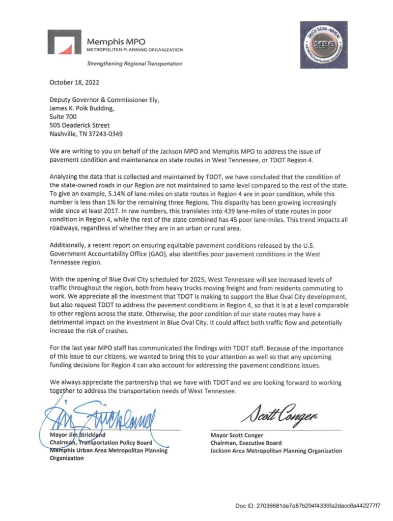 Two mayors send letter about roads to TDOT - WBBJ TV