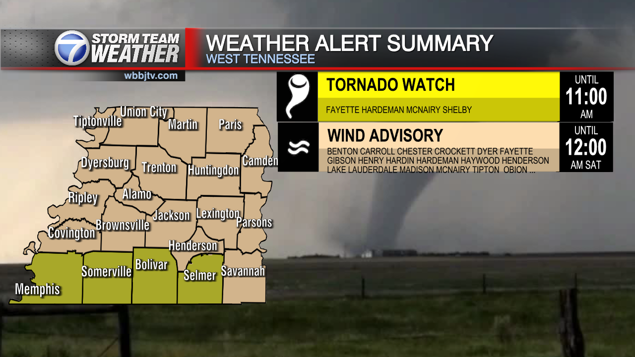 Tornado Watch For Parts Of West Tennessee - WBBJ TV