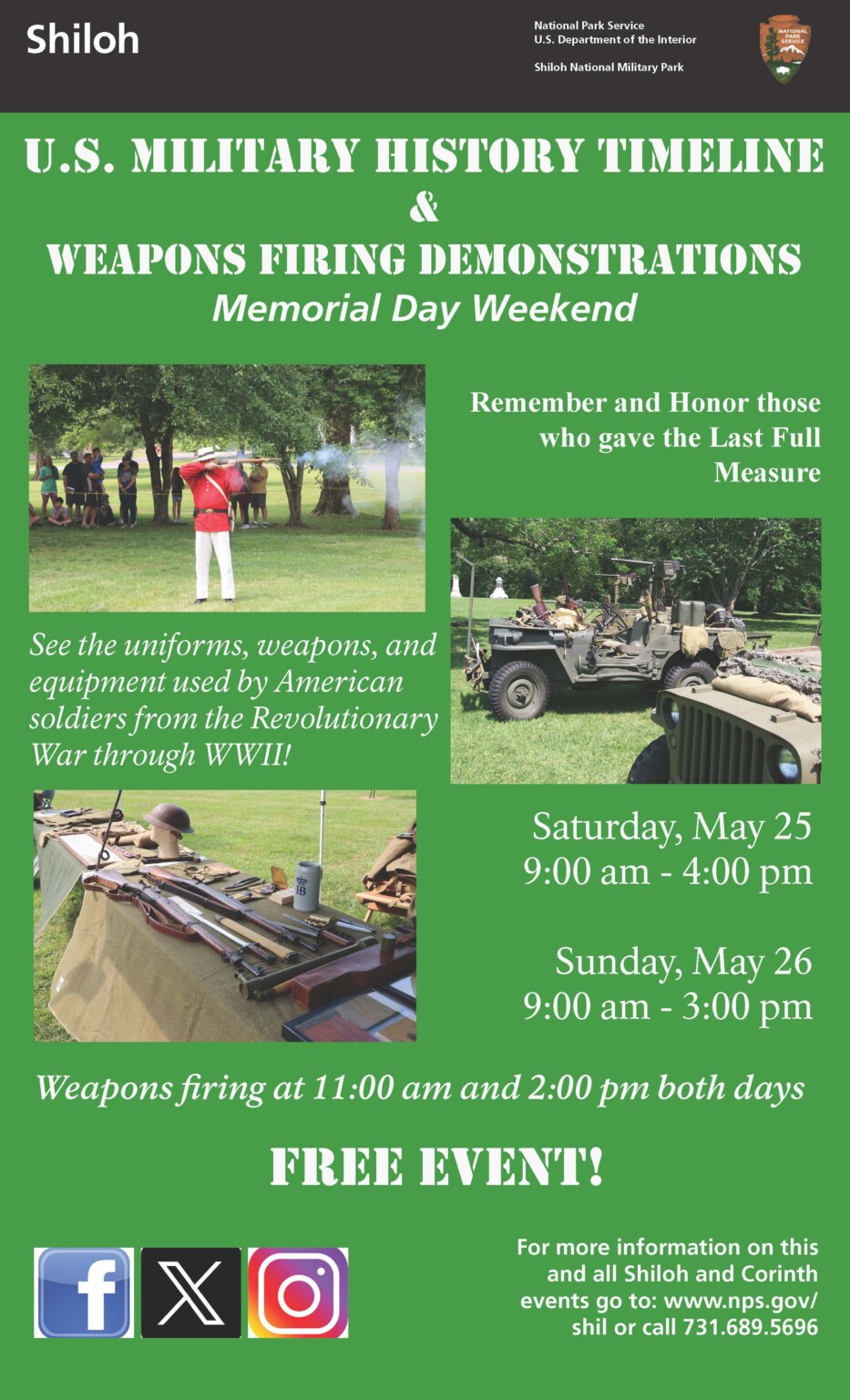 Shiloh to host U.S. Military History Timeline on Memorial Day weekend ...