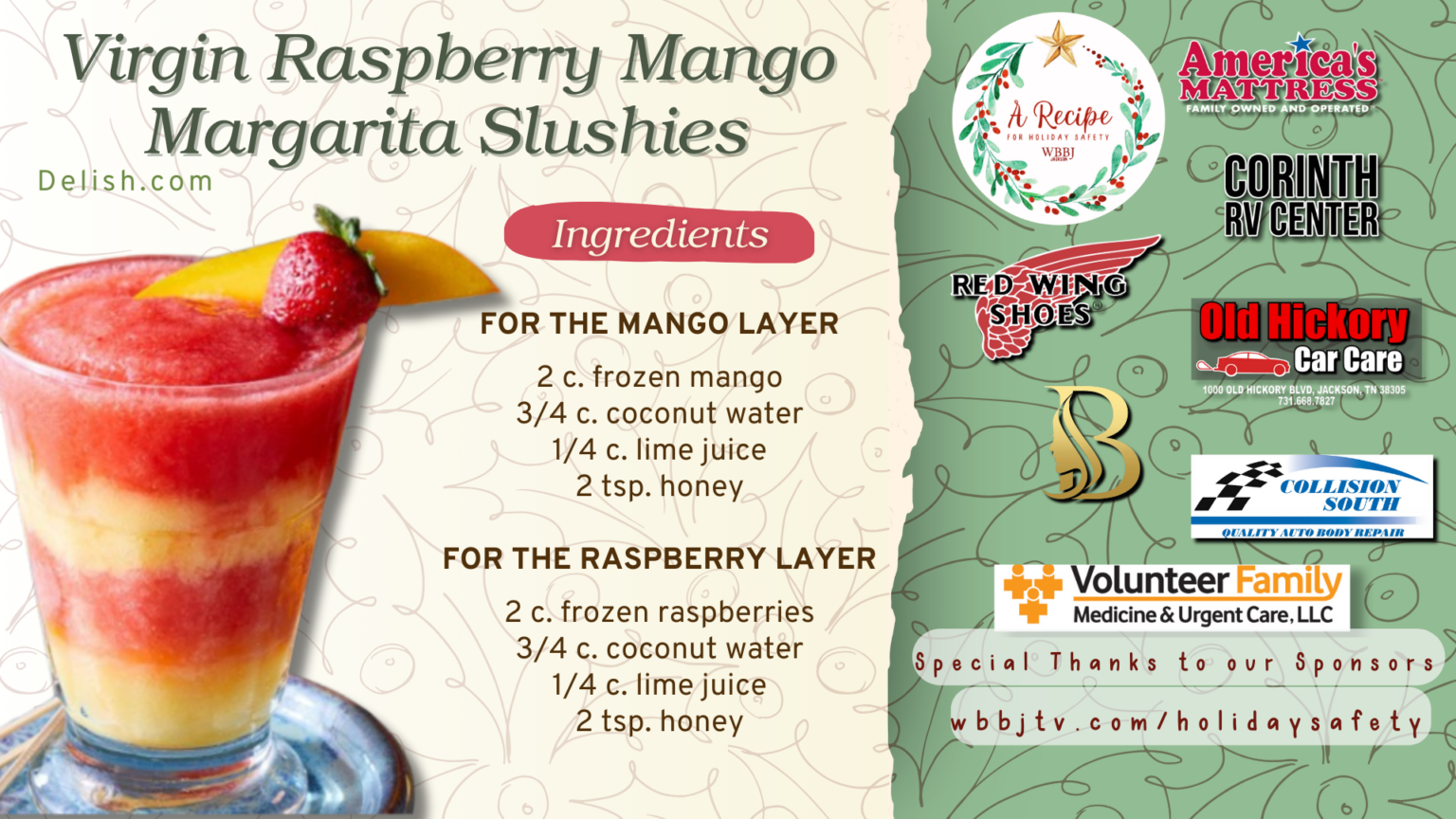 Virgin Raspberry Mango Margarita Slushies | A Recipe for Holiday Safety ...
