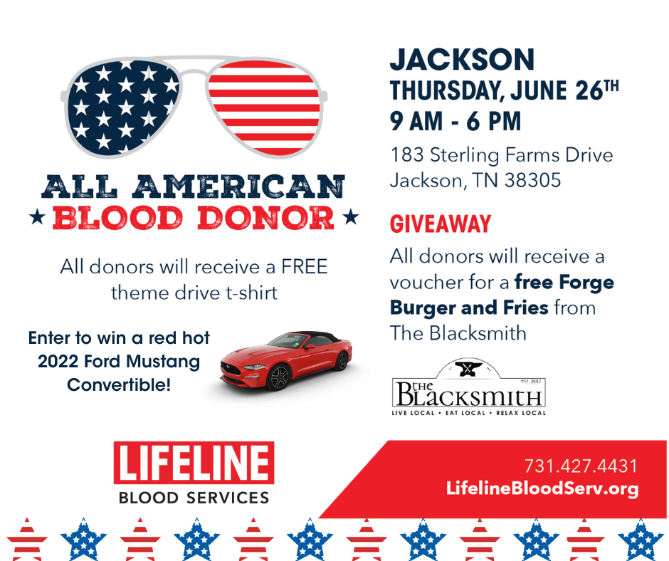 Lifeline Blood Services announces its 'All American' theme blood drive ...