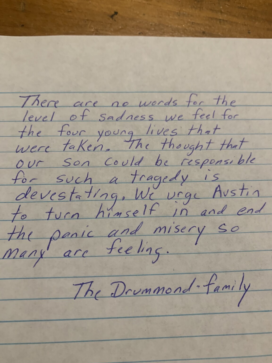 Man claiming to be Austin Drummond's father releases statement to WBBJ - WBBJ TV