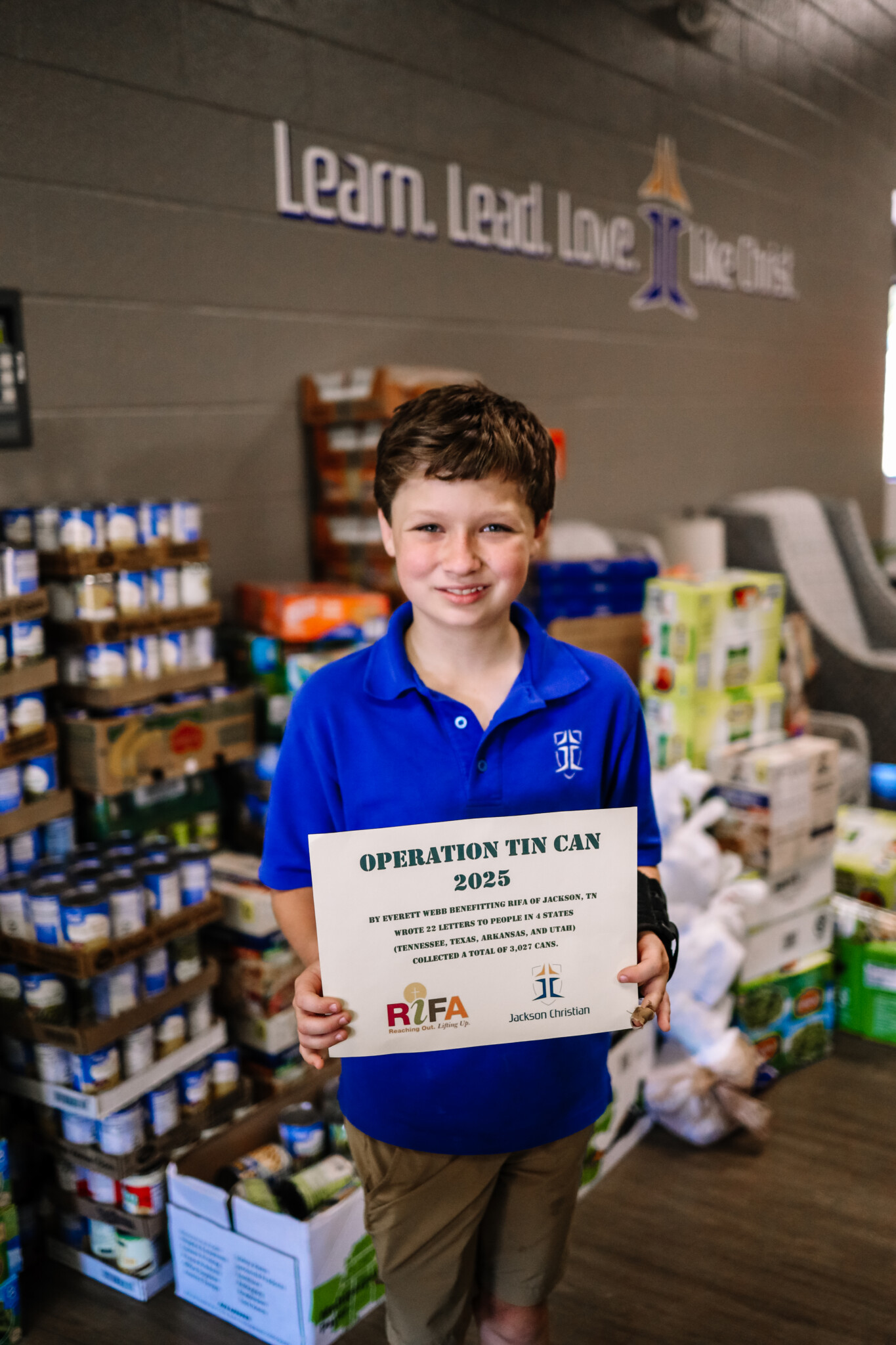 Jackson Christian Fifth Grader raises over 3,000 cans for RIFA as part ...