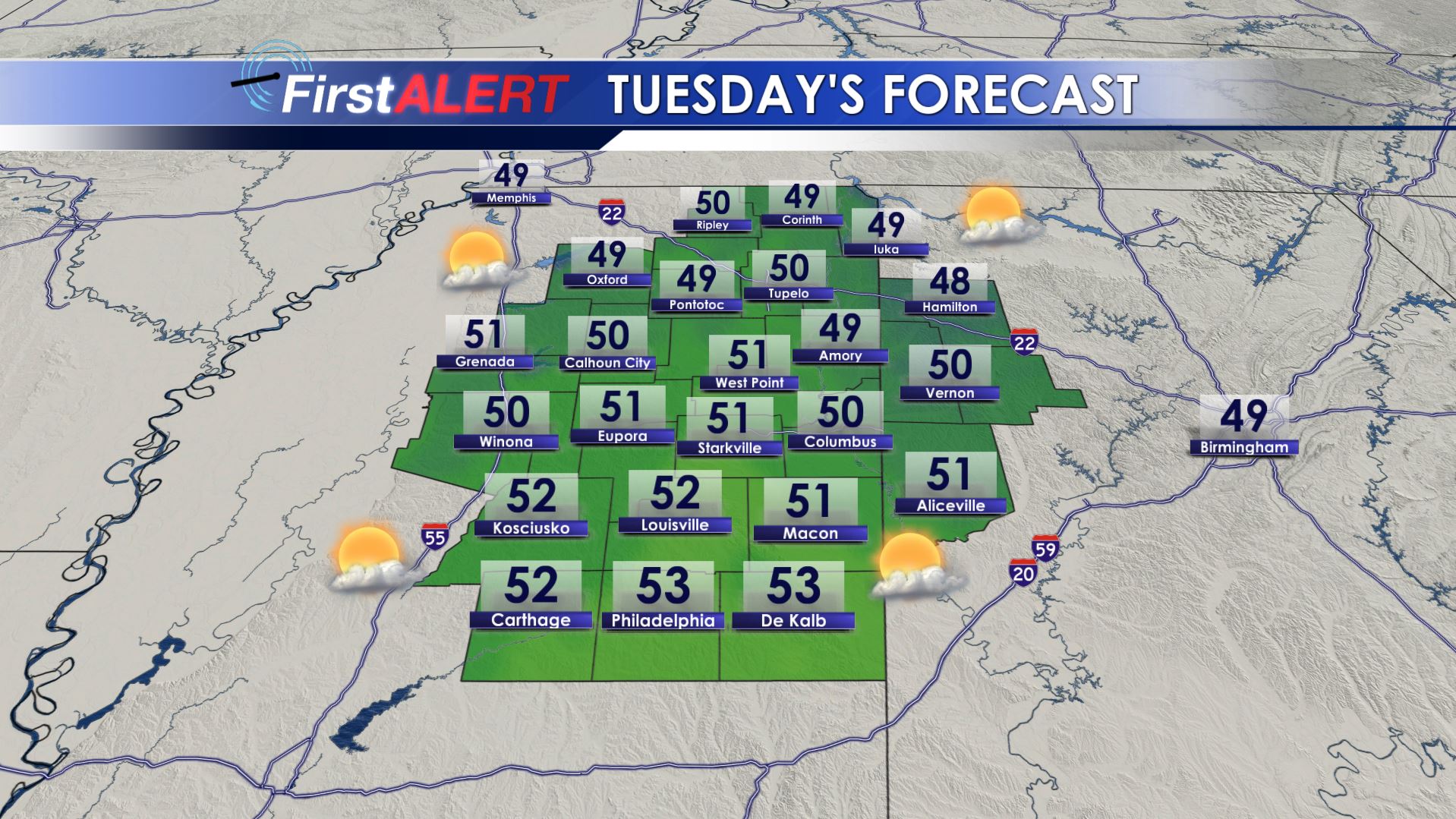 SUN RETURNING BUT RAIN WILL BE QUICK TO FOLLOW - Home - WCBI TV | Your ...