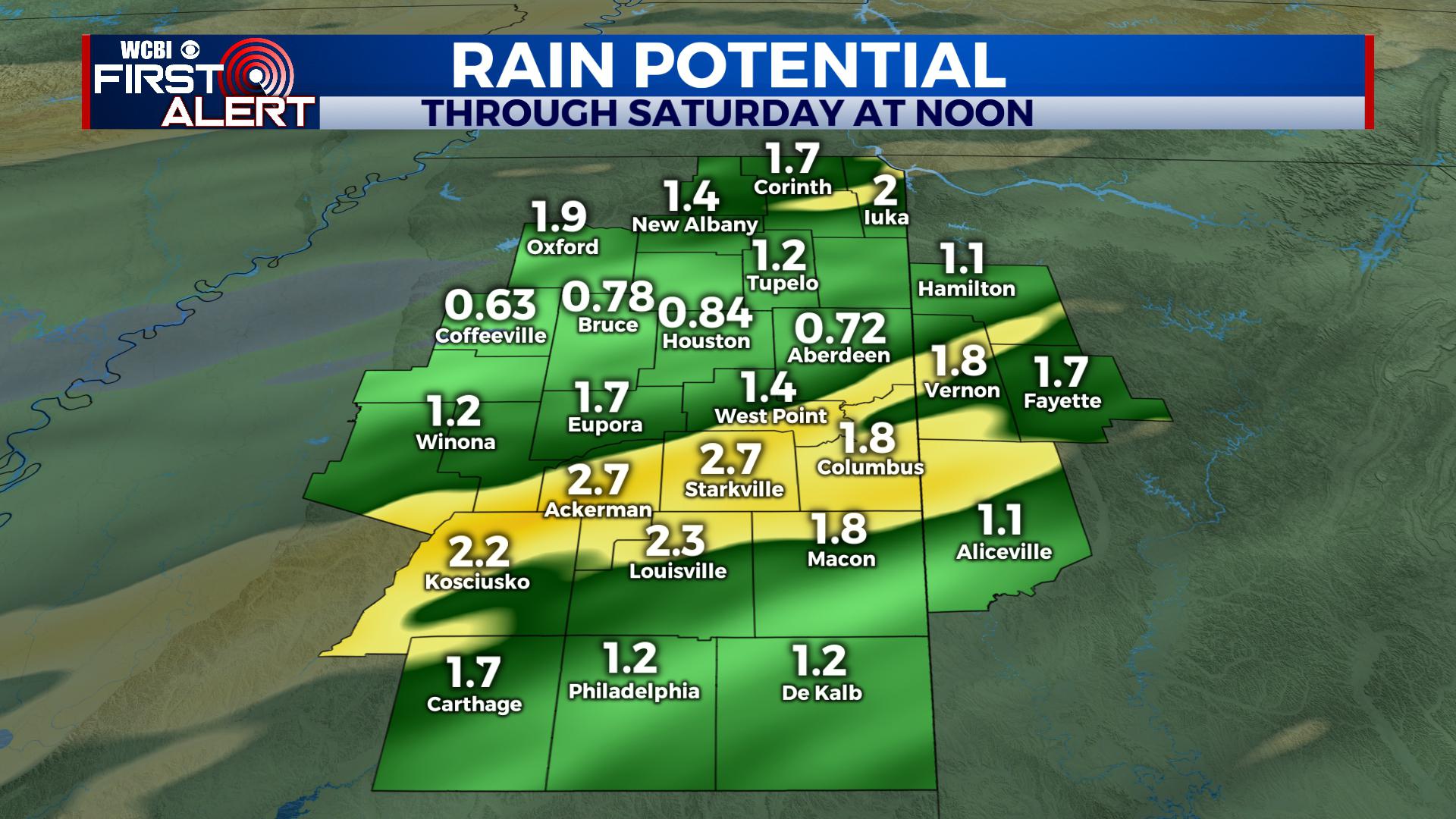 Showers to the North Today, Heavy Rain for Some on Friday - Home - WCBI ...