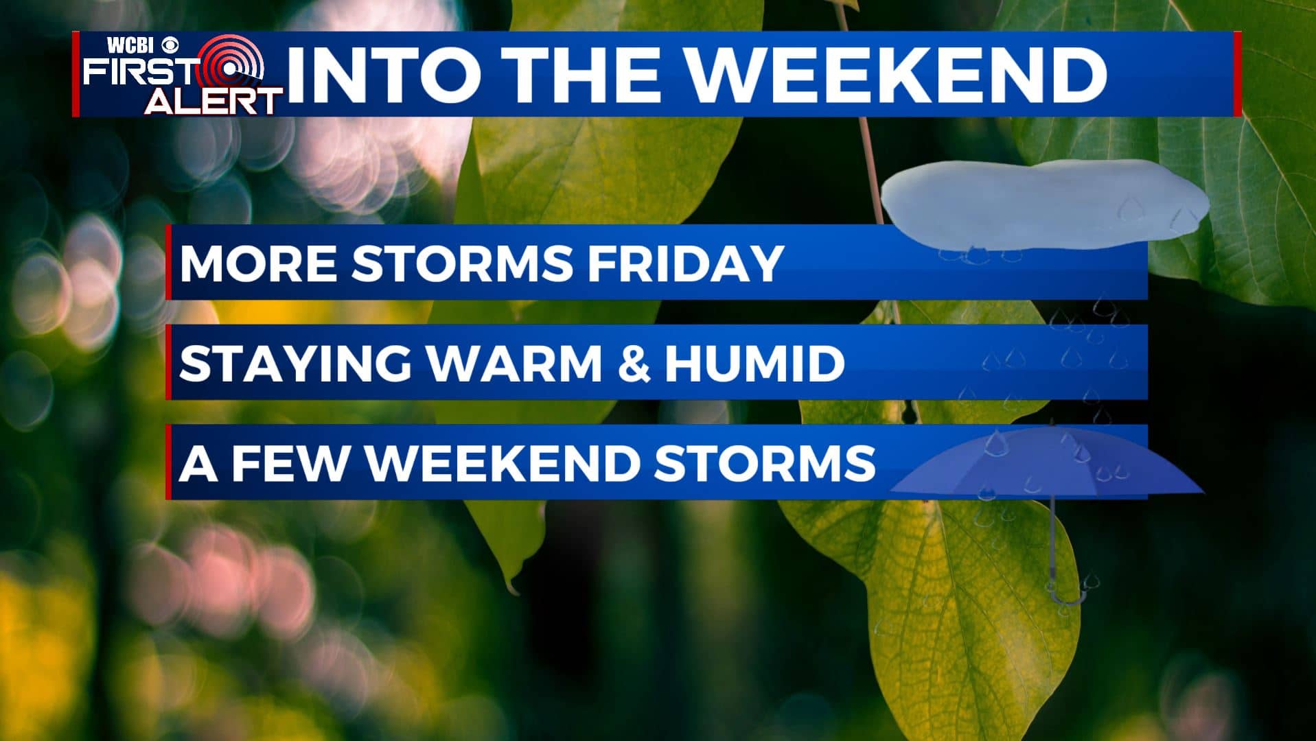A few more storm chances for Friday and for the weekend - Home - WCBI TV | Your News Leader