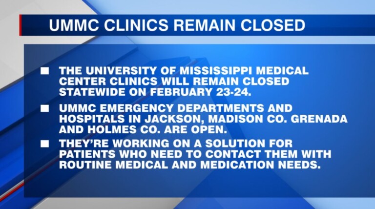 University of Mississippi Medical Center clinics to remain closed statewide