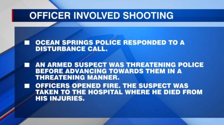 One person dead after an officer-involved shooting in Ocean Springs