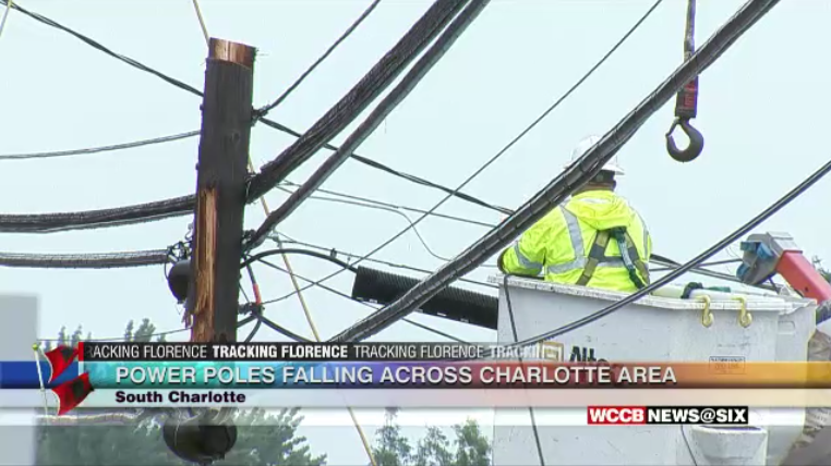 Power Poles Falling Across South Charlotte1 - WCCB Charlotte
