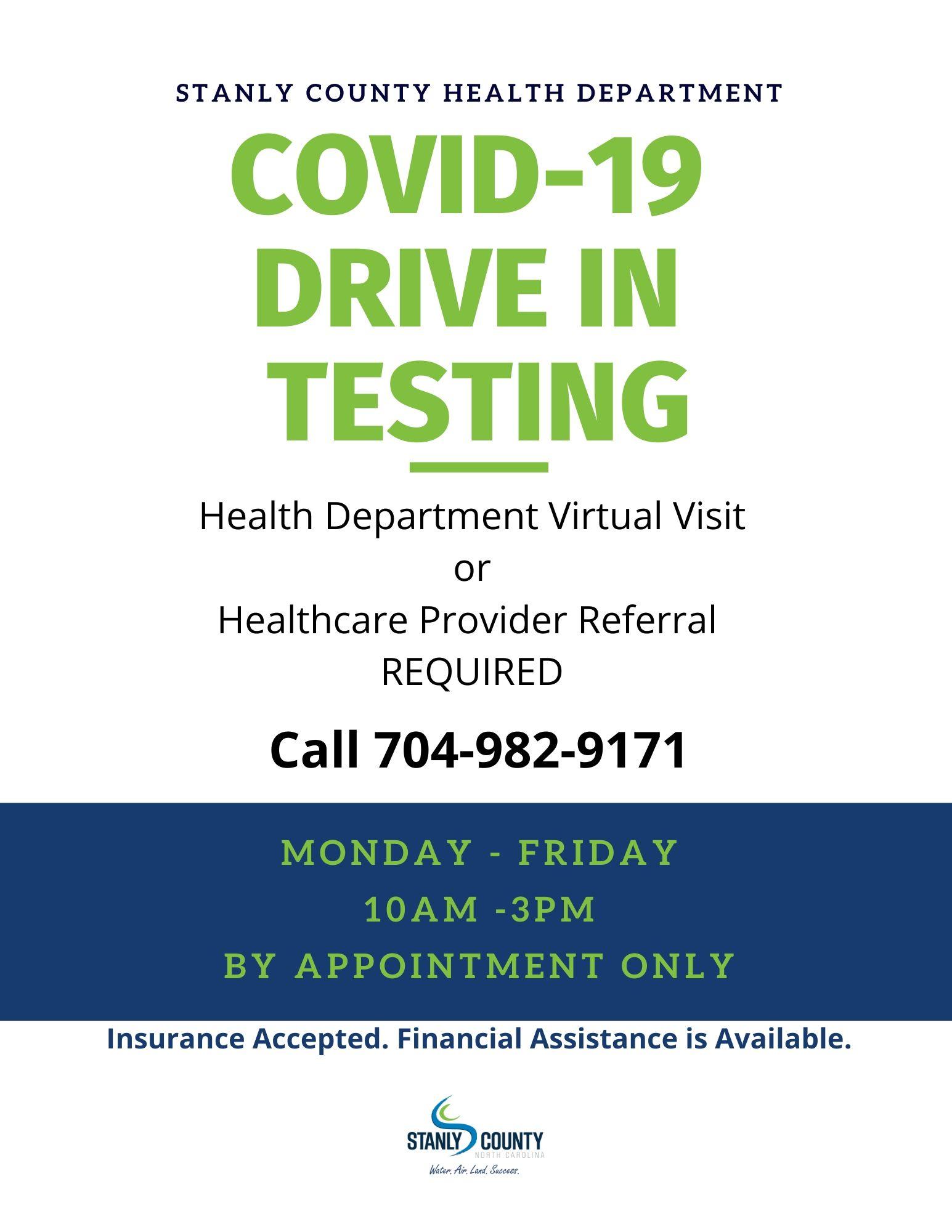 Stanly County Health Department Implements Drive-In COVID-19 Testing ...