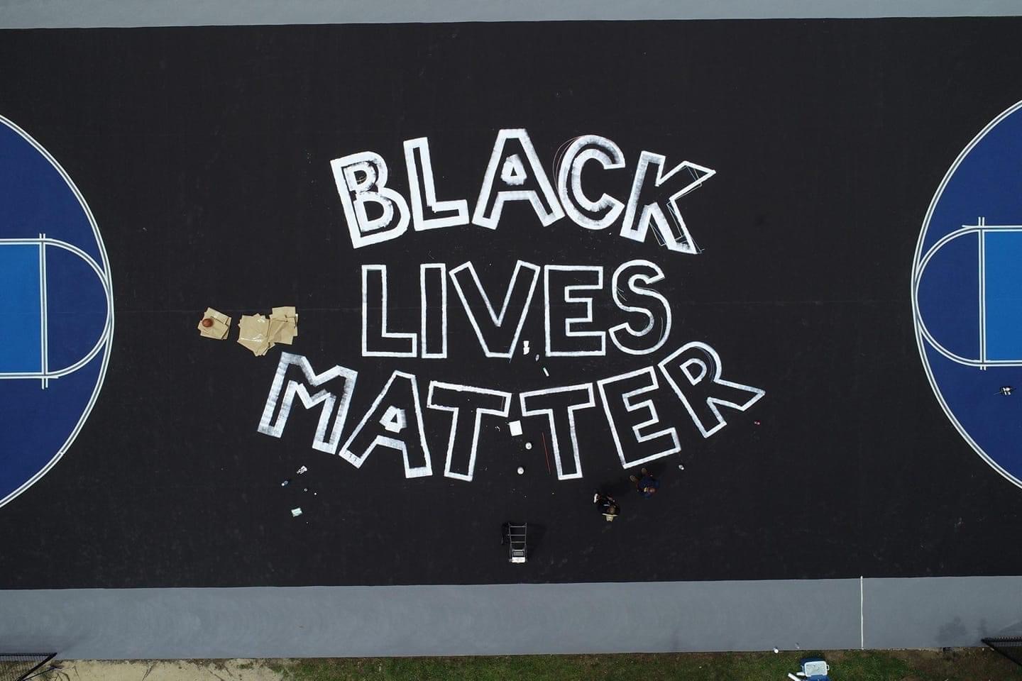 Aerial BLM Mural Erwin Park - WCCB Charlotte