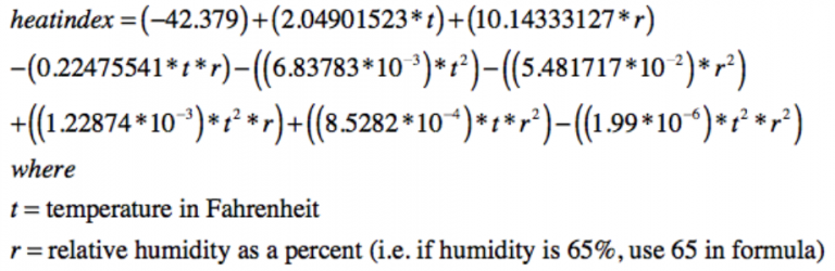 Heat Index Formula - WCCB Charlotte's CW