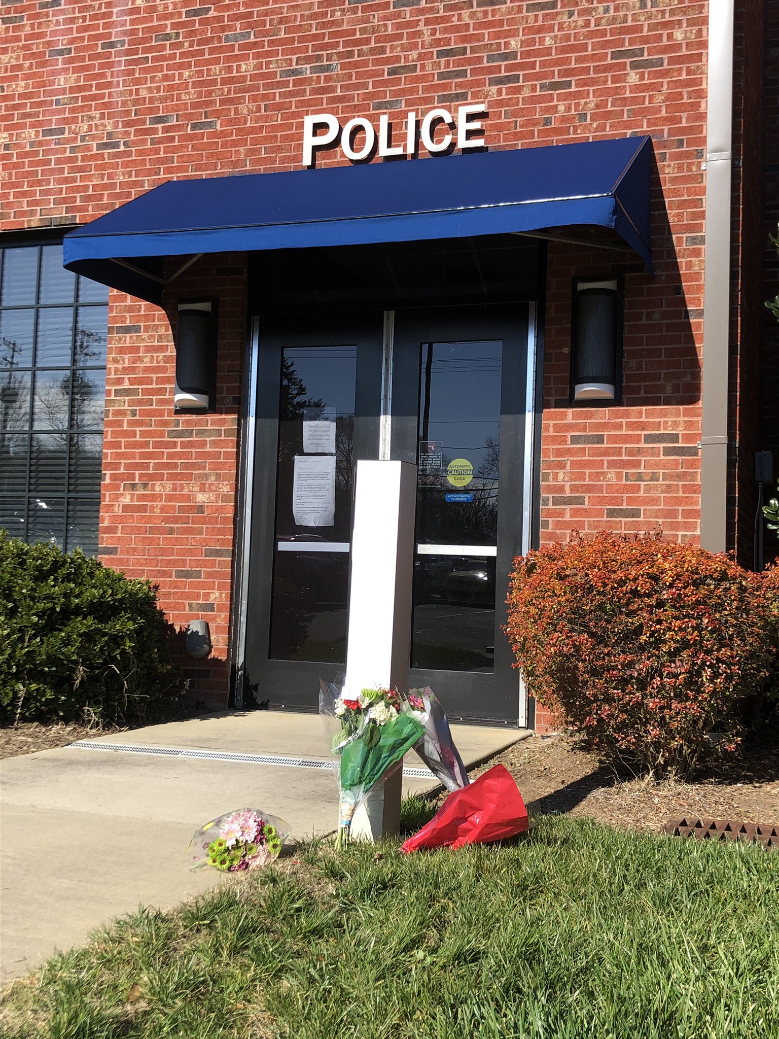 Memorial Outside Mount Holly Police Department - WCCB Charlotte