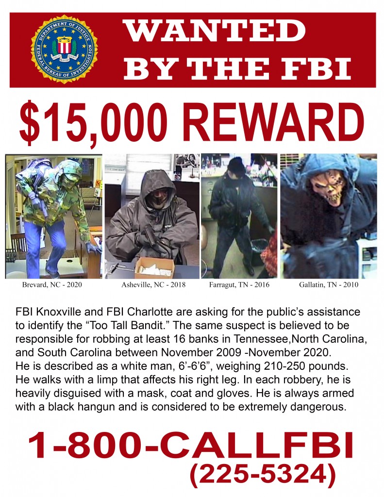 FBI Looking For "Too Tall Bandit" Who Is Accused In 16 Bank Robberies ...