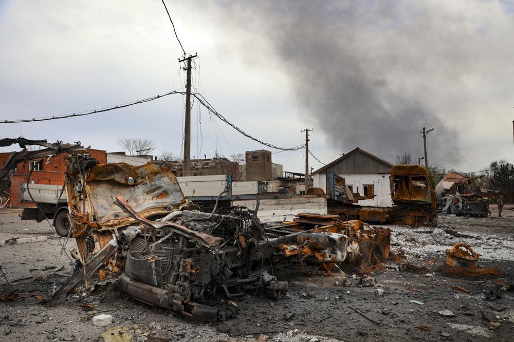 Burned Vehicles Are Seen At The Destroyed Part Of The Illich Iron ...
