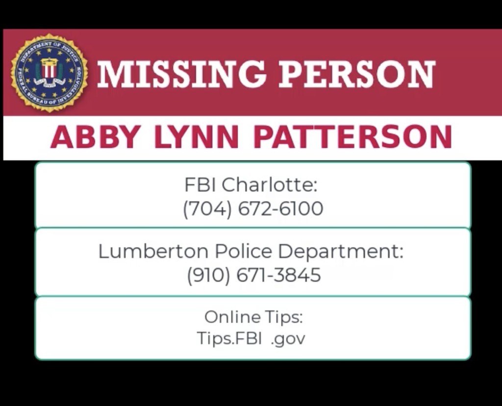 FBI Continues Search For Missing Abby Patterson From Lumberton - WCCB ...
