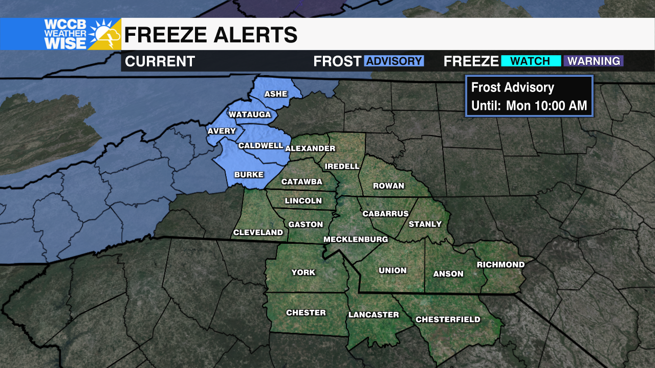 Frost Advisory Until 10am Monday - WCCB Charlotte
