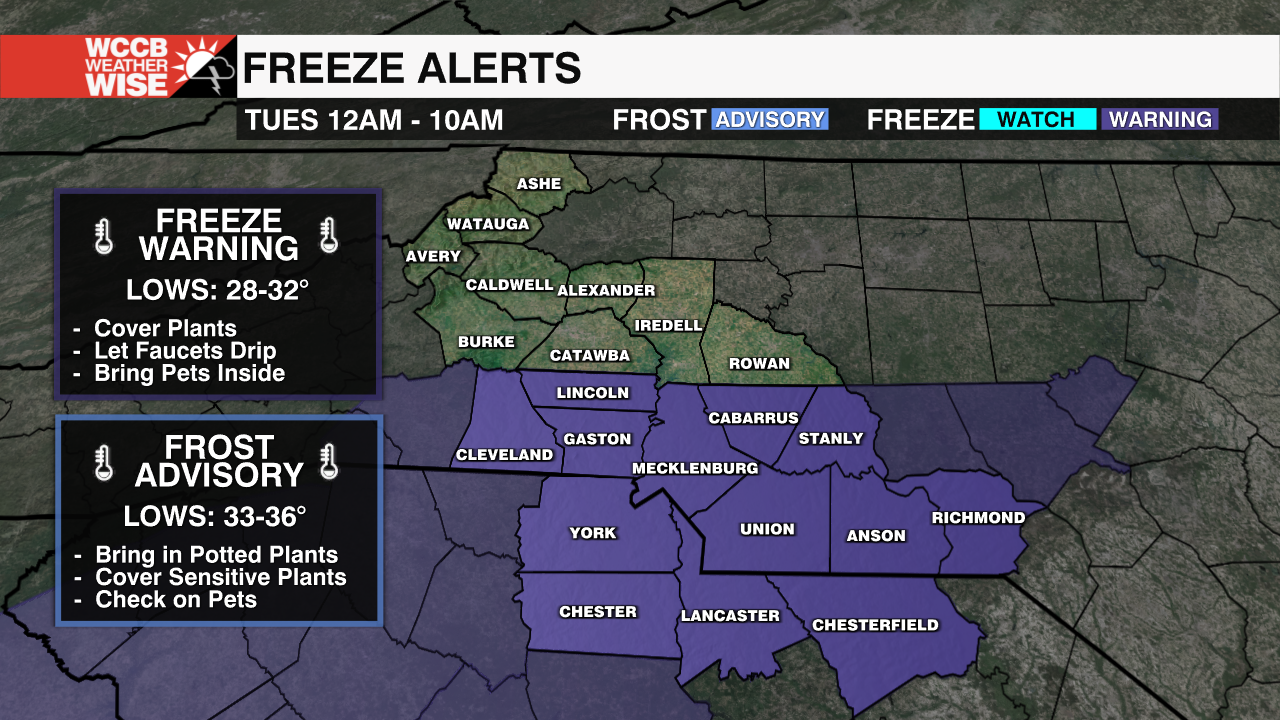Freeze Warning In Effect Monday Night - WCCB Charlotte