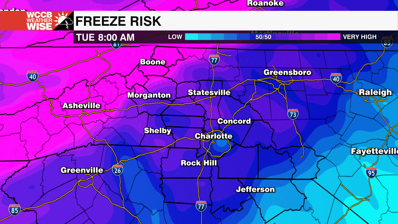 Freeze Risk Map - WCCB Charlotte's CW