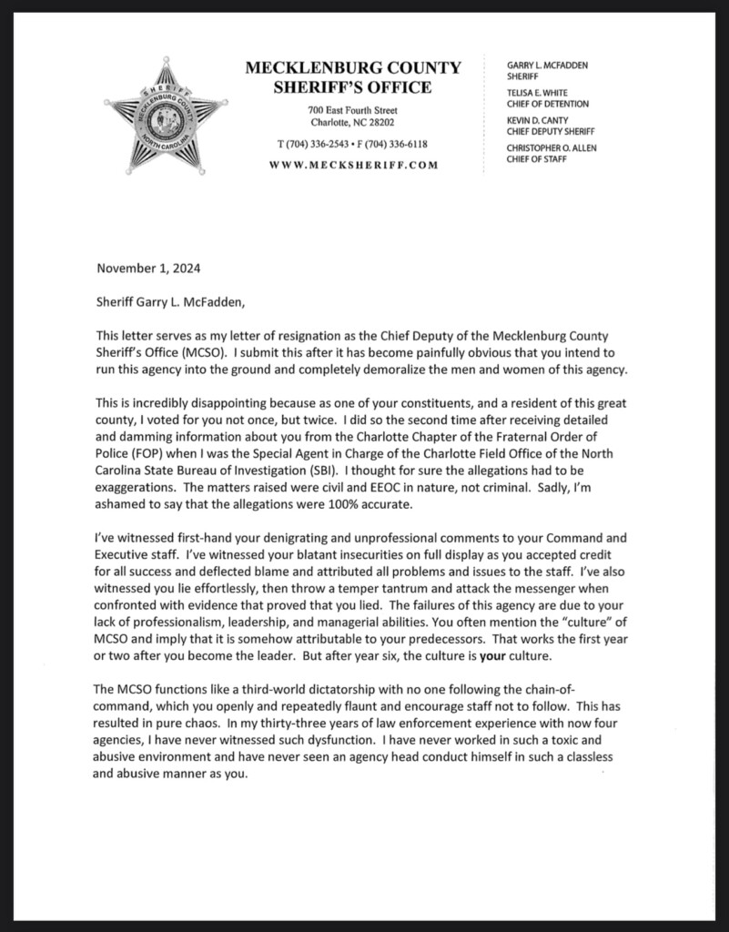 Mecklenburg Co. Sheriff's Office Deputy Chief Issues Fiery Public ...