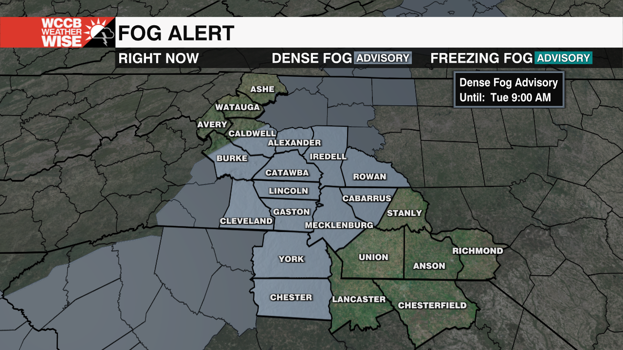 Dense Fog Advisory Tuesday morning - WCCB Charlotte