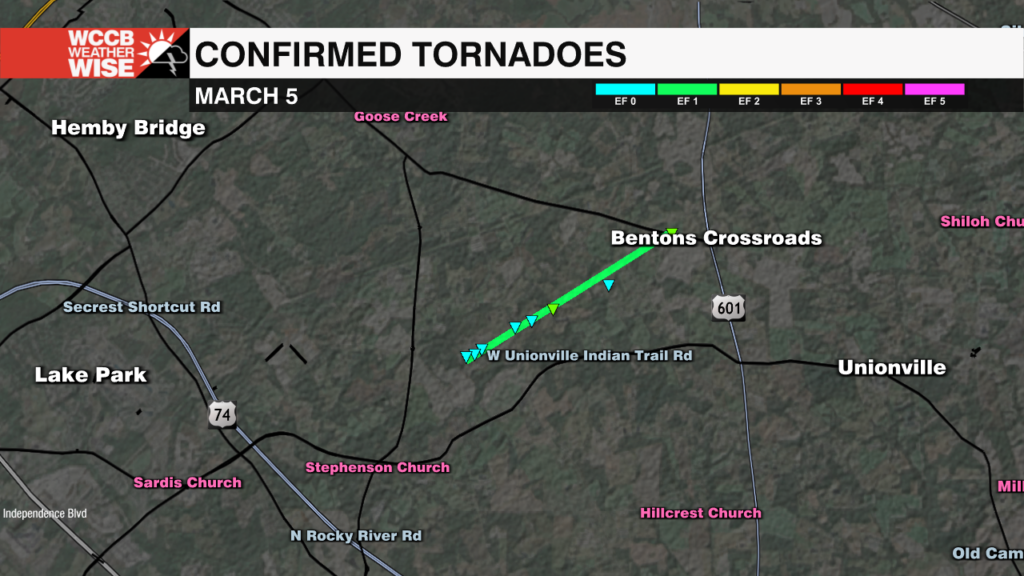 UPDATE: National Weather Service confirms EF1 tornado in Union Co. - WCCB Charlotte