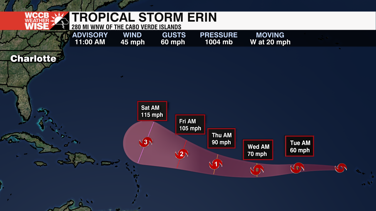 Tropical Storm Erin forms in the Atlantic - WCCB Charlotte
