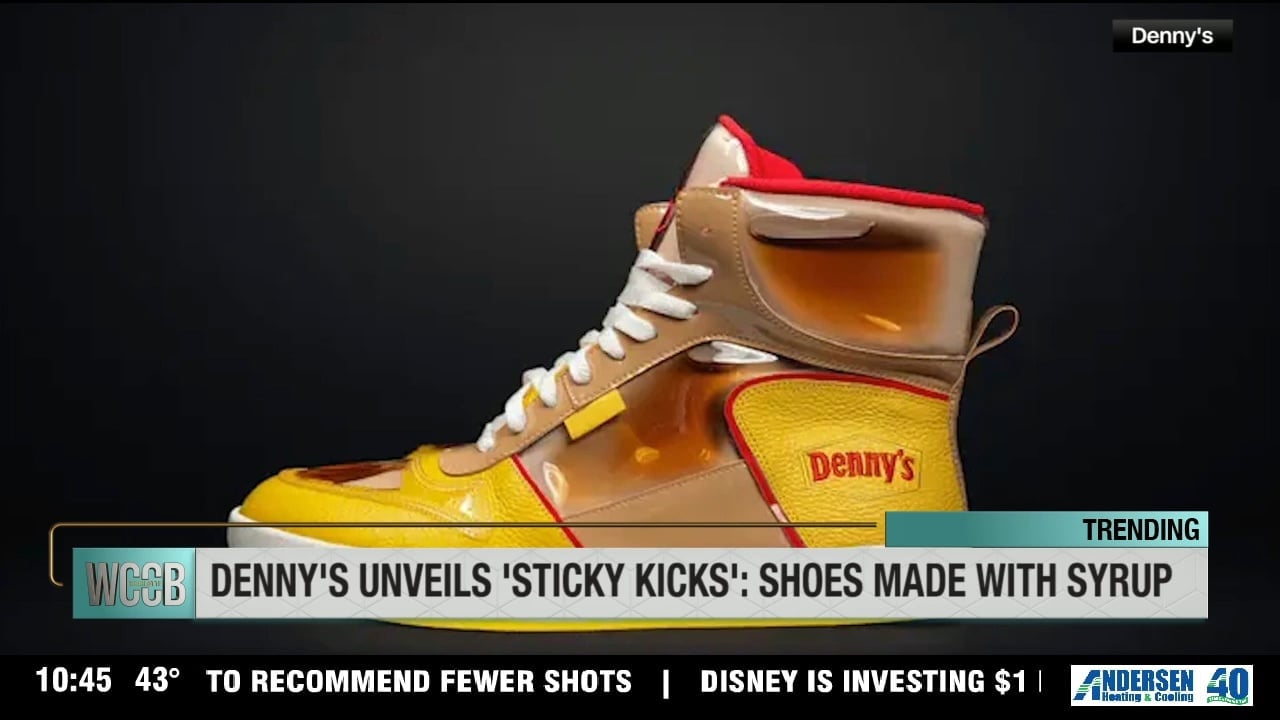 Denny’s unveils ‘Sticky Kicks’ shoes made with syrup - WCCB Charlotte