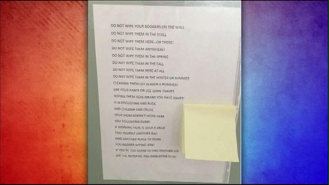 Employee Leaves Note For "Booger Collecting" Co-Worker - WFXB