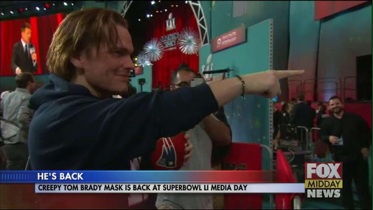 Creepy Tom Brady mask makes an appearance at Super Bowl LI Media Day - WFXB