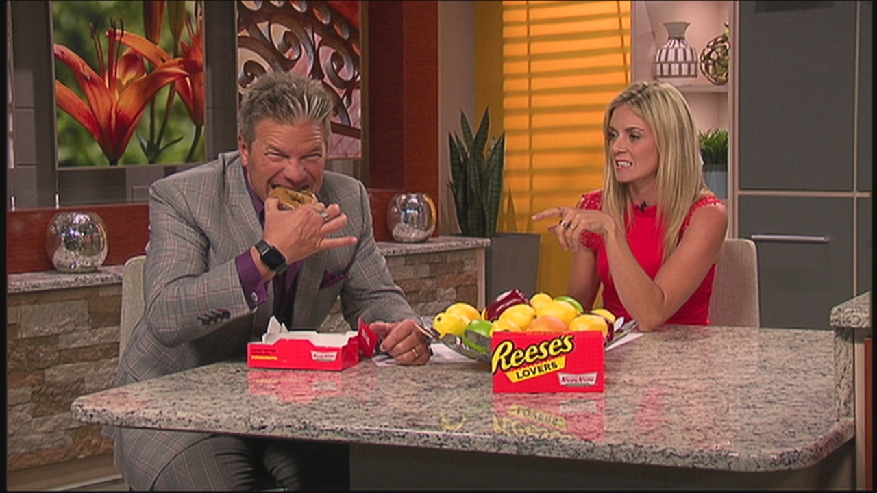 Greg and Abbi Try the New Krispy Kreme Reese's Donuts - WFXB