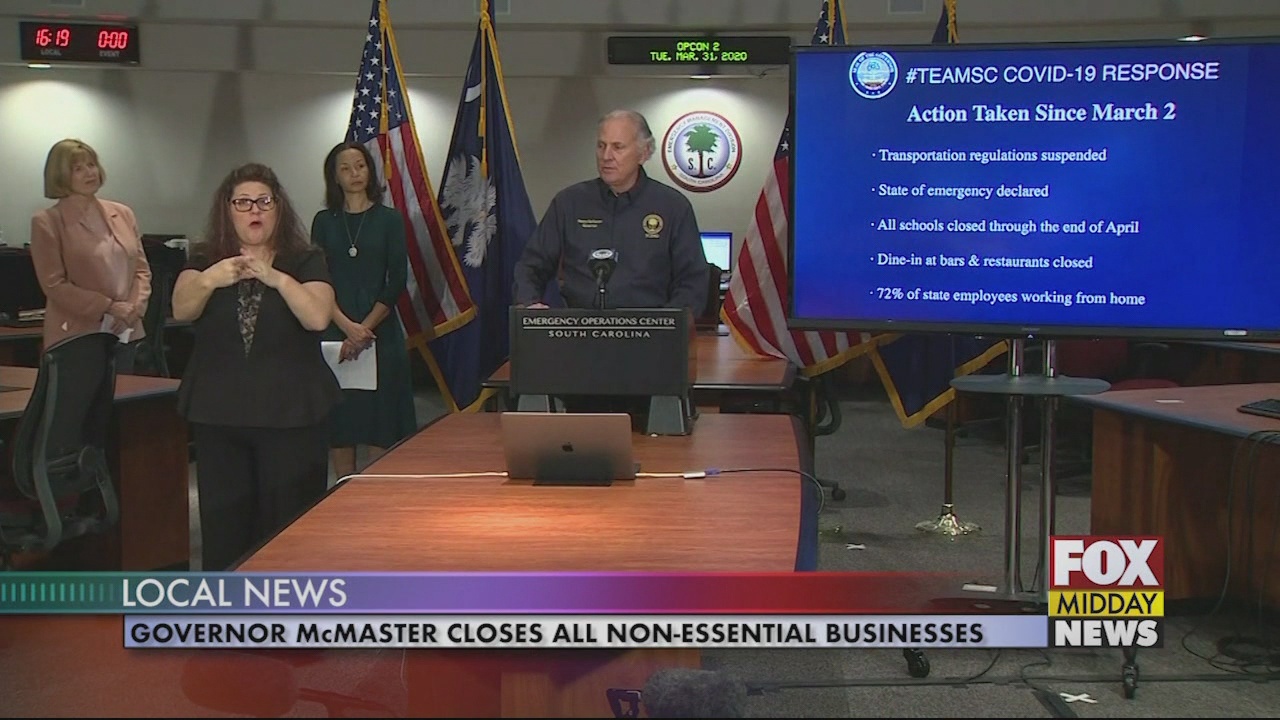 Governor McMaster Orders All Non-Essential Businesses Close - WFXB Governor McMaster Orders All Non-Essential Businesses Close - WFXB