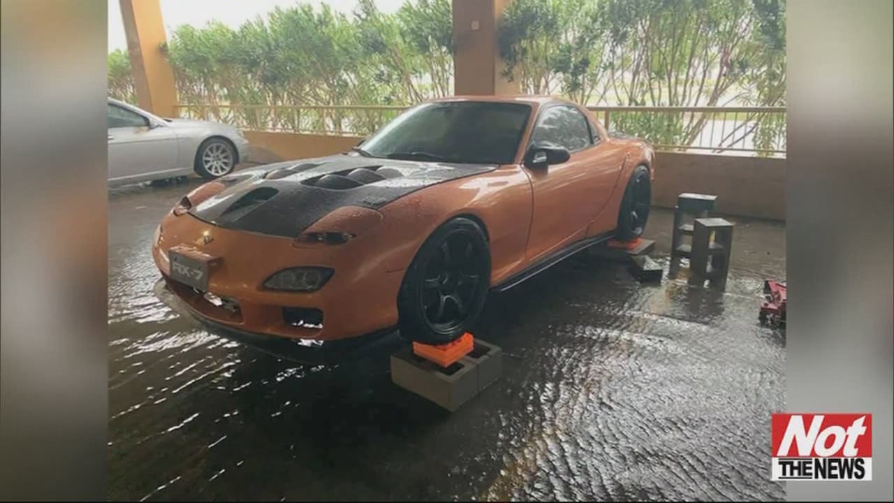 Man Saves Car From Flood With Cinder Blocks - WFXB