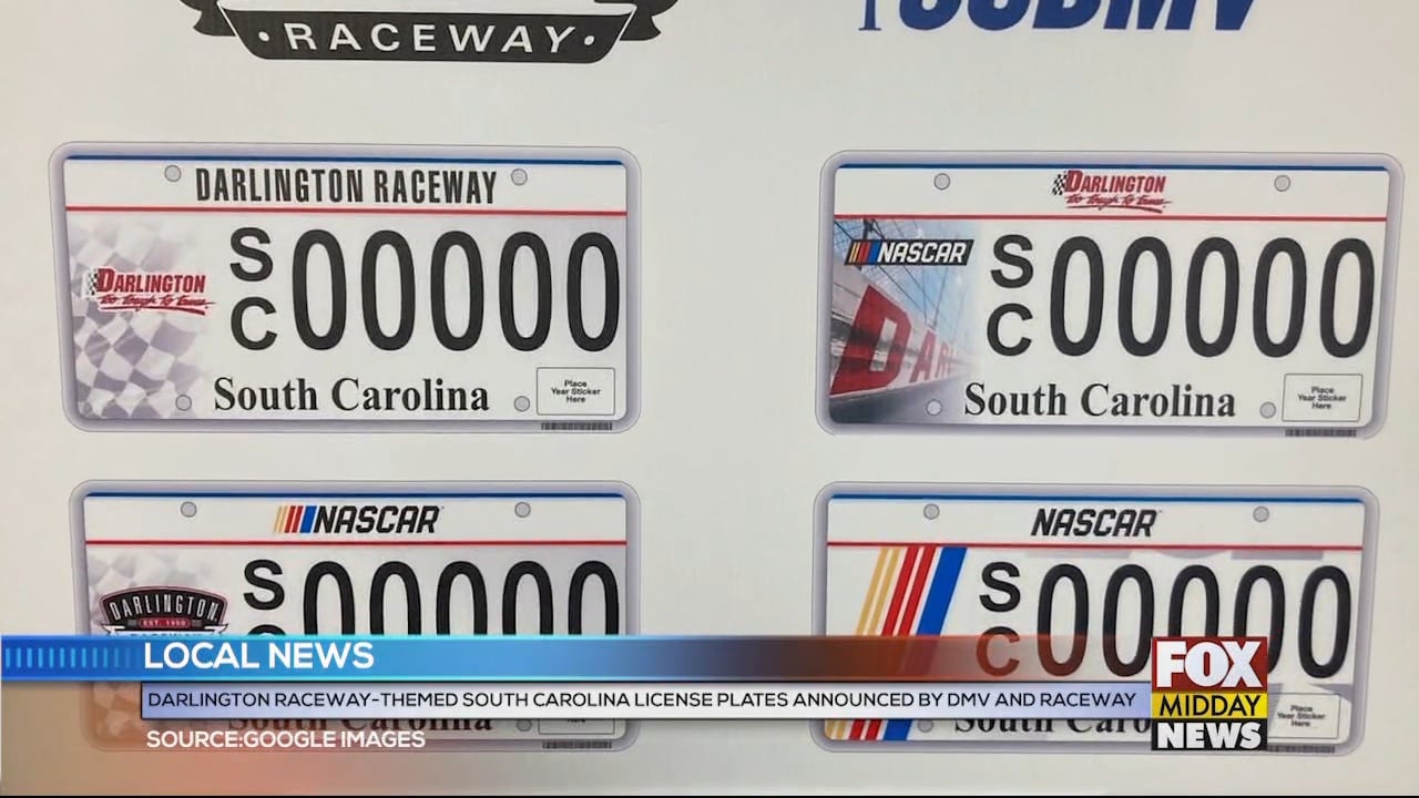 Darlington Raceway Themed License Plates Now Available at SC DMVs - WFXB