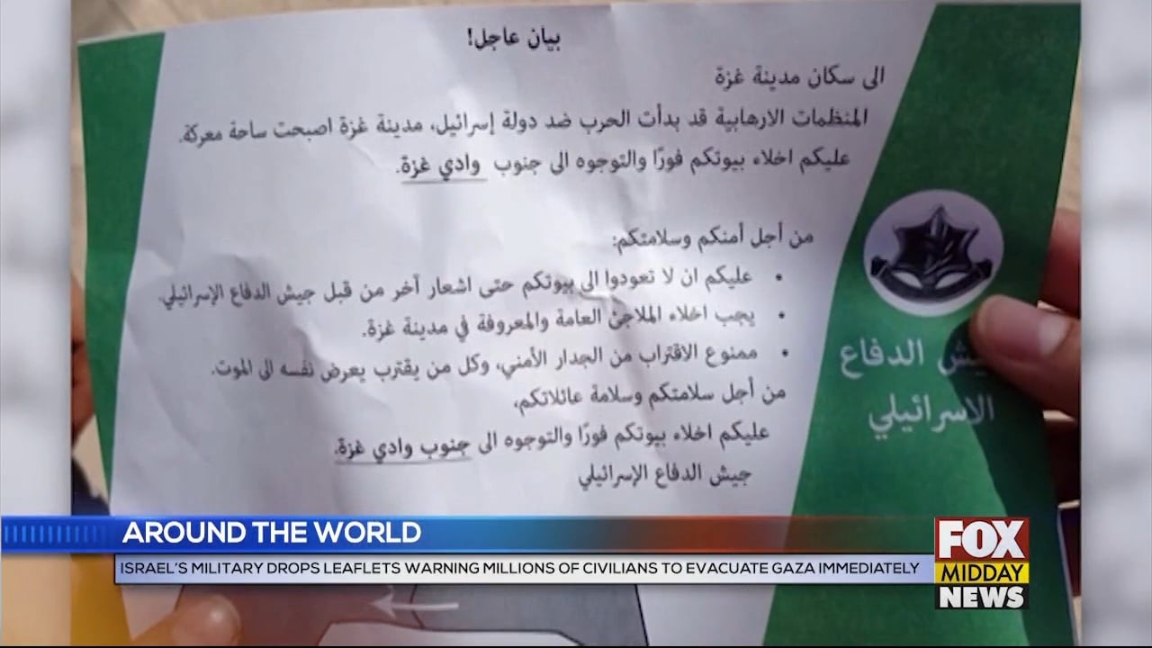 Israel Drops Leaflets Over Gaza Warning Residents To Flee Their Homes ...