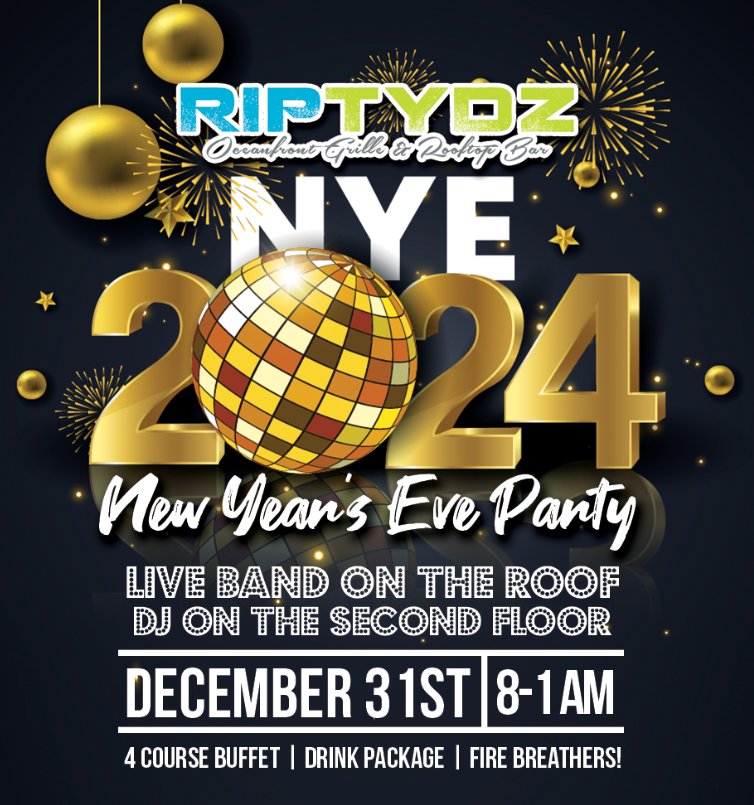Ring in the New Year at RipTydz Oceanfront Grille & Rooftop Bar! - WFXB