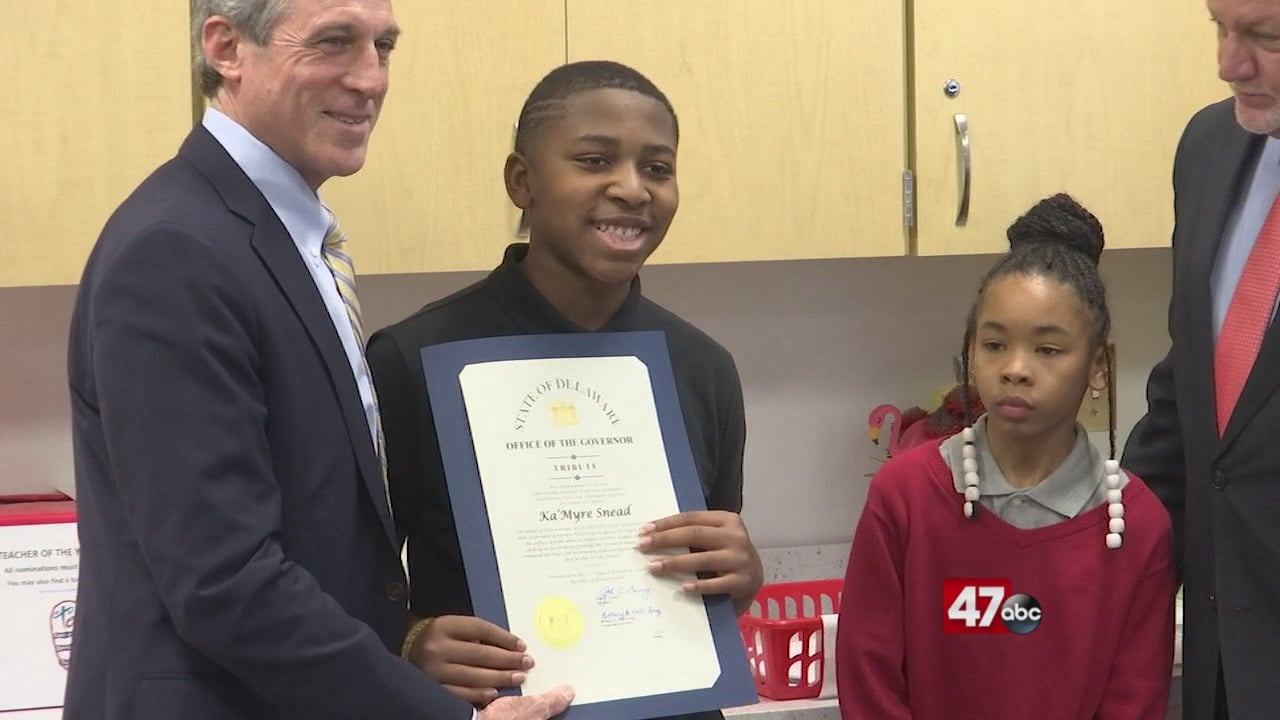 Laurel Middle School student honored by Del. Governor John Carney - 47abc