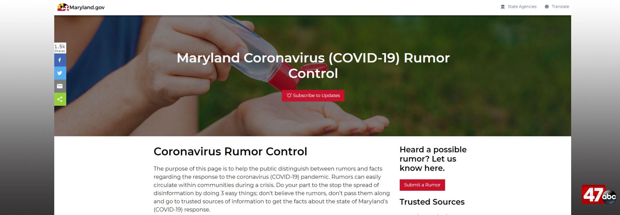 Md. officials launch COVID-19 rumor control page - 47abc