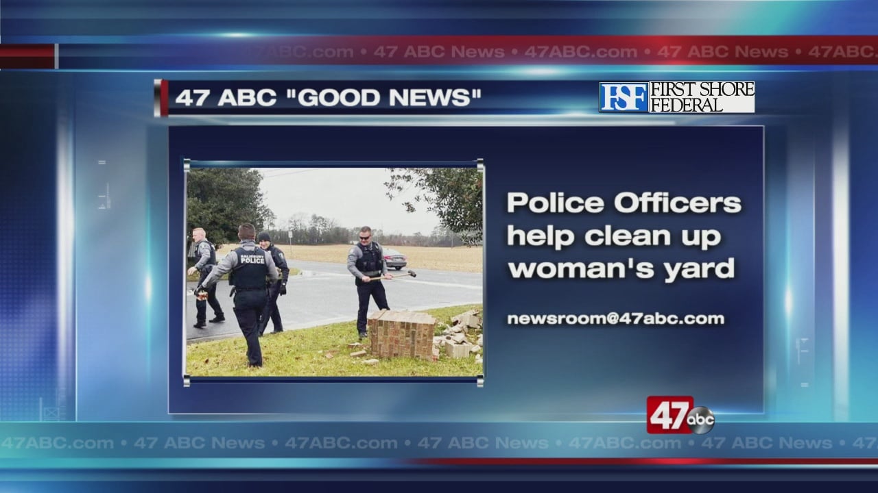 Salisbury Police officers clean up citizen's yard - 47abc