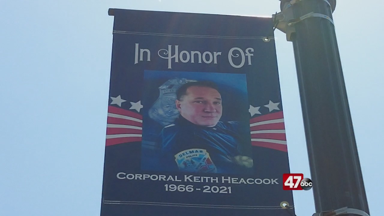 Cpl. Keith Heacook Banners raised in downtown Delmar - 47abc