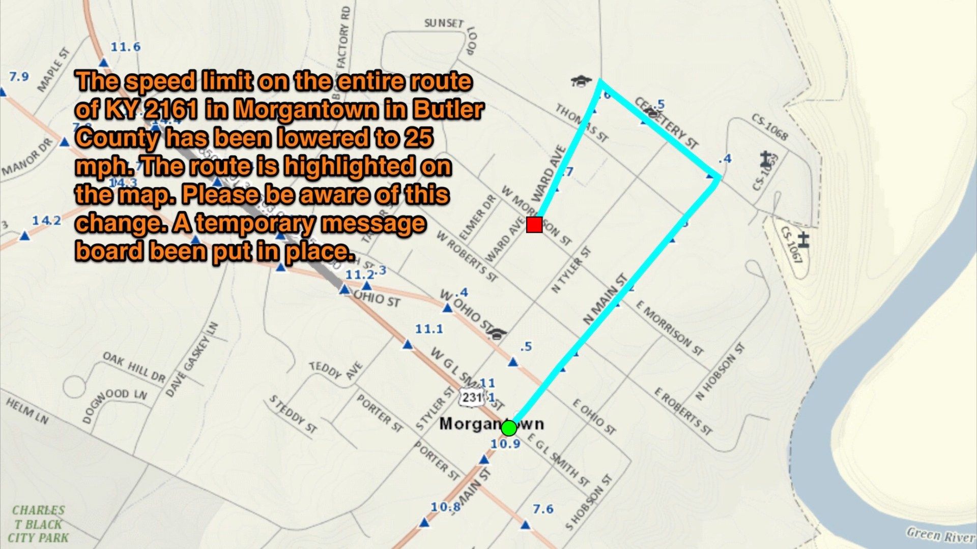 Speed limit change on Kentucky 2161